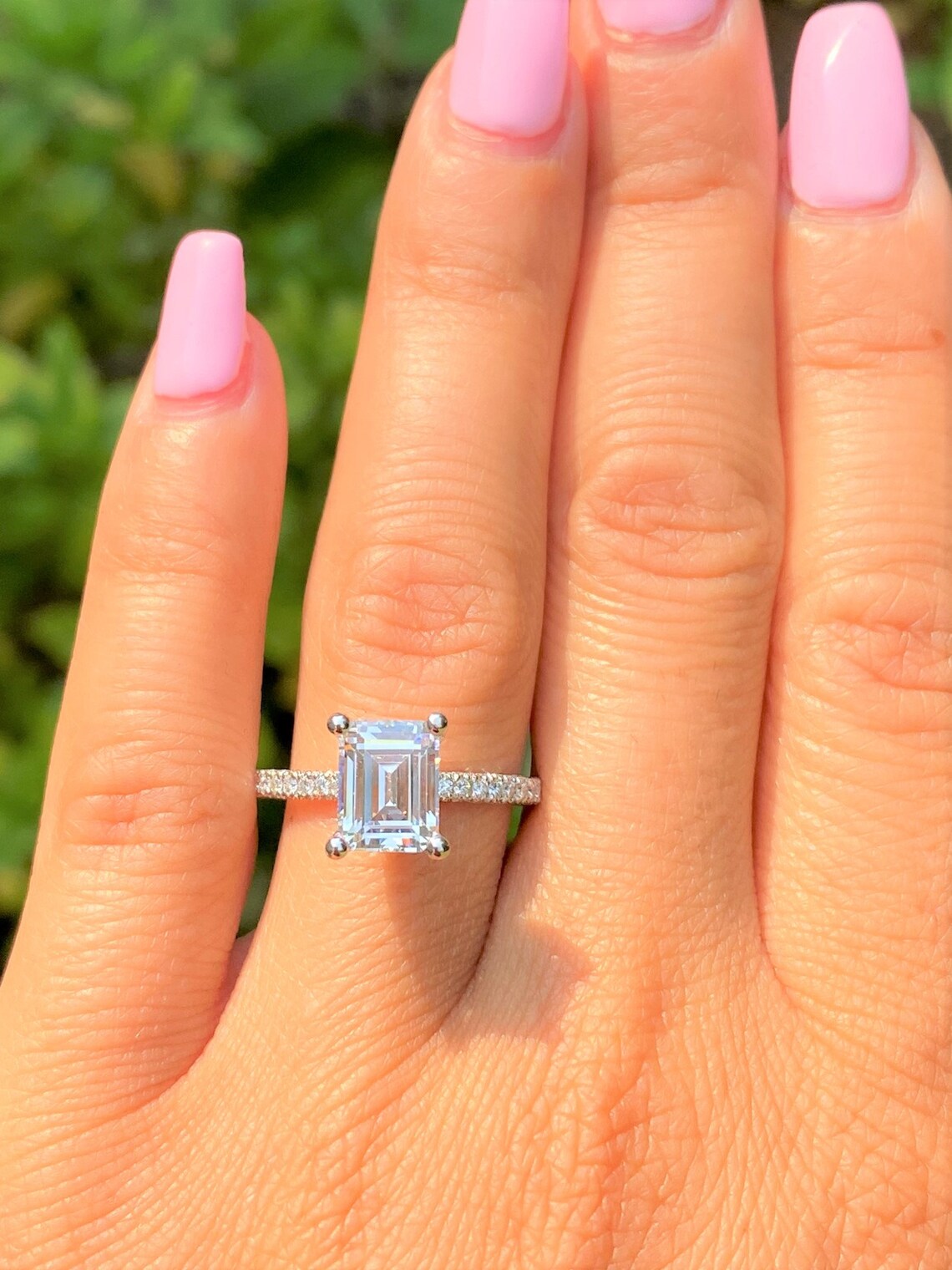 1.50CT Diamond Emerald Cut Shape Double Under Hidden Halo - Etsy