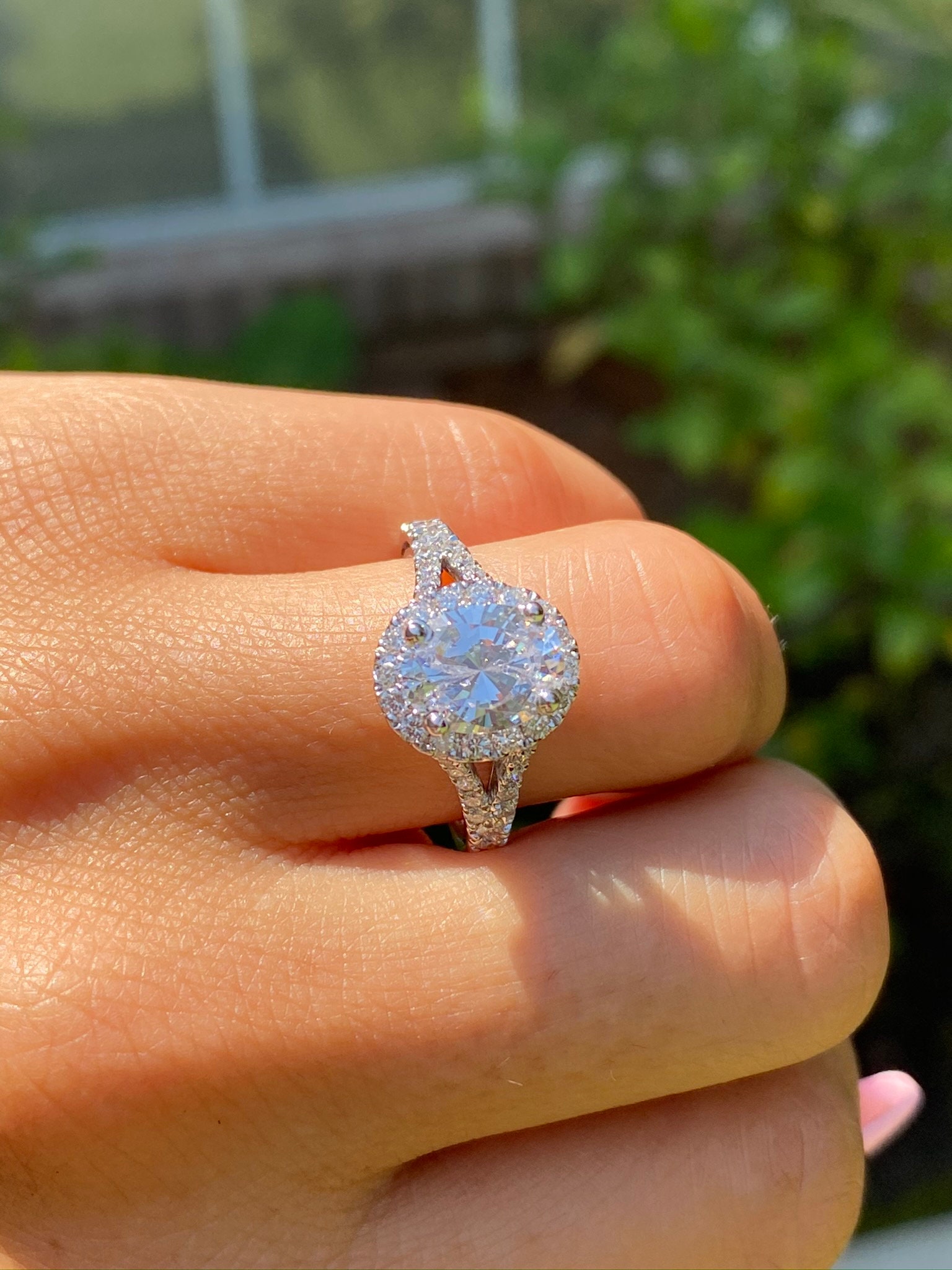 1.50CT Diamond Oval Cut Shape Halo Split Shank Diamonds Engagement Rings Bands Wedding Ring Platinum 18K 14K White Yellow Rose Gold Etsy