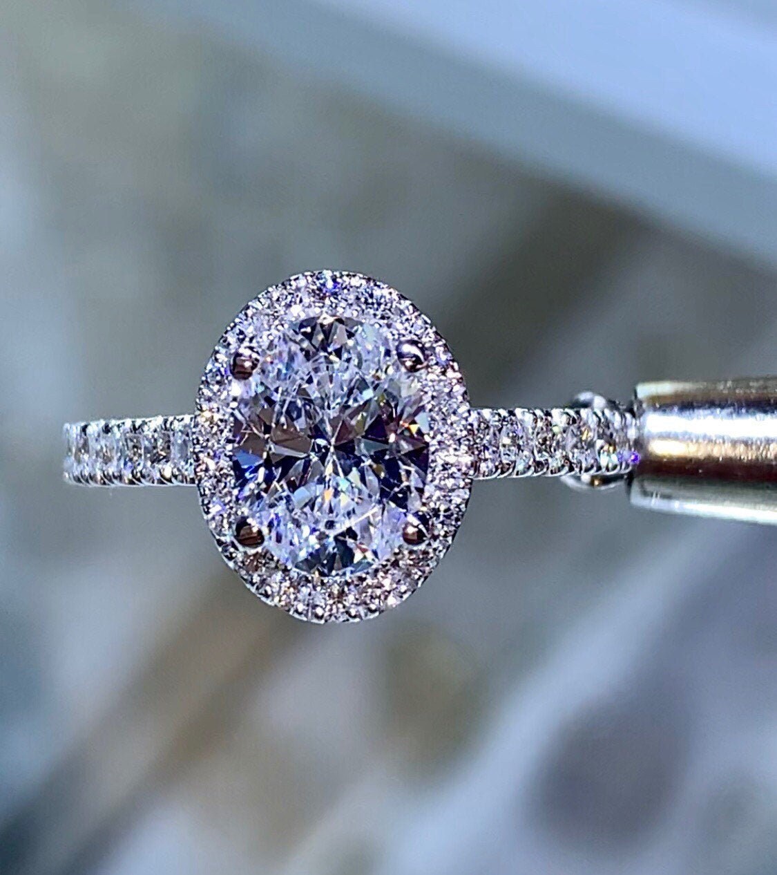 1.50CT Diamond Oval Shape Cut Halo 2.00CT Total Engagement | Etsy