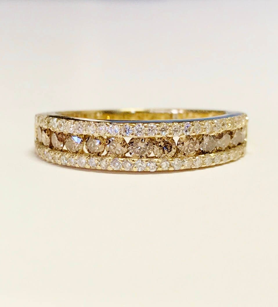 0.75CT Chocolate Diamond Wedding Band Anniversary Ring Art | Etsy
