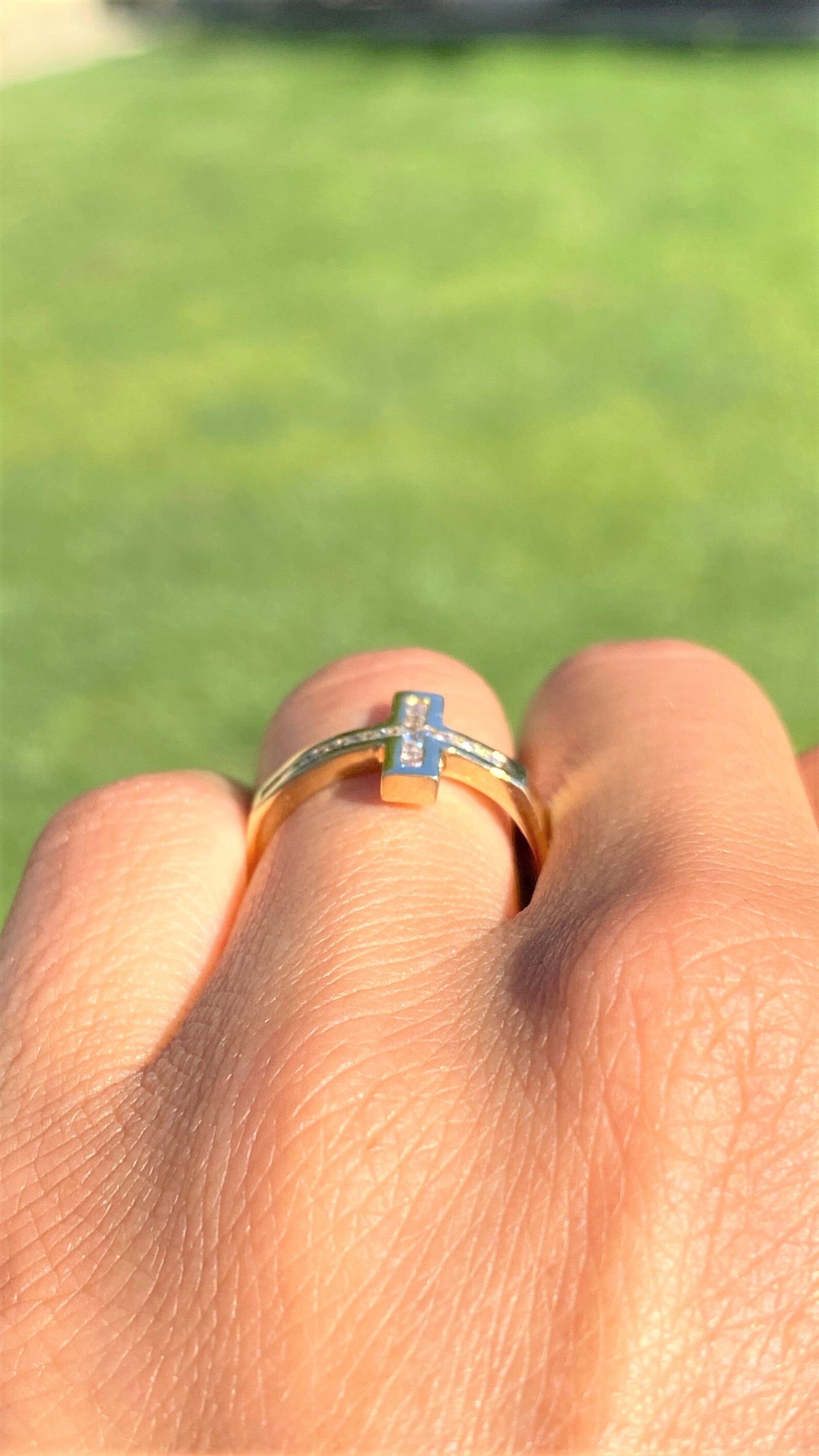 0.25CT Diamond Sideways Cross Diamond Ring Right Hand Rings | Etsy