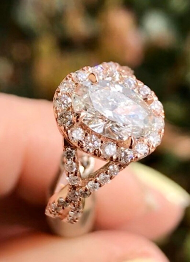 1.00CT Diamond Oval Cut Shape Solitaire Halo Crisscross - Etsy