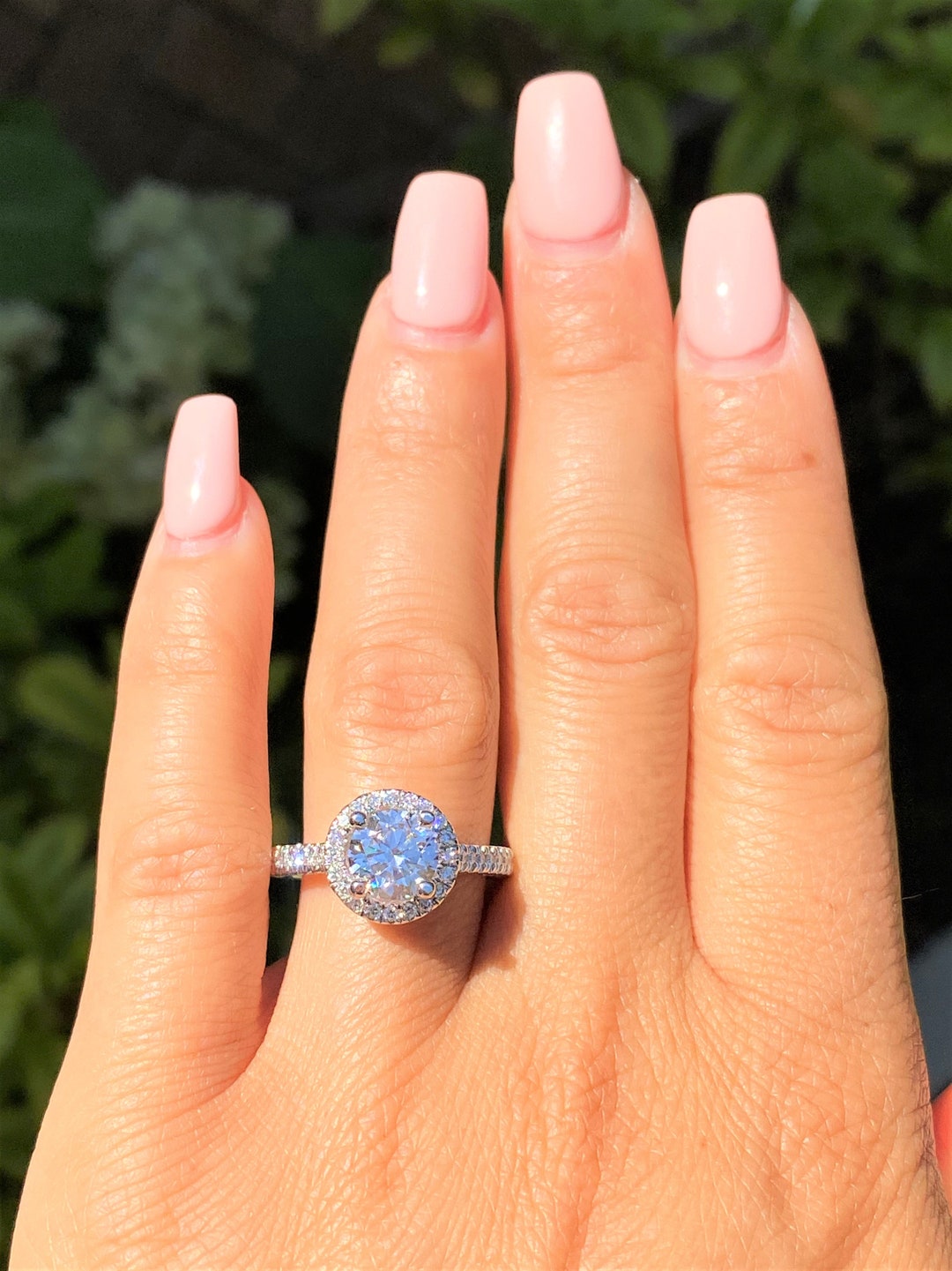 1.50CT Diamond Round Brilliant 2D Halo 3D Band Engagement Ring Rings ...