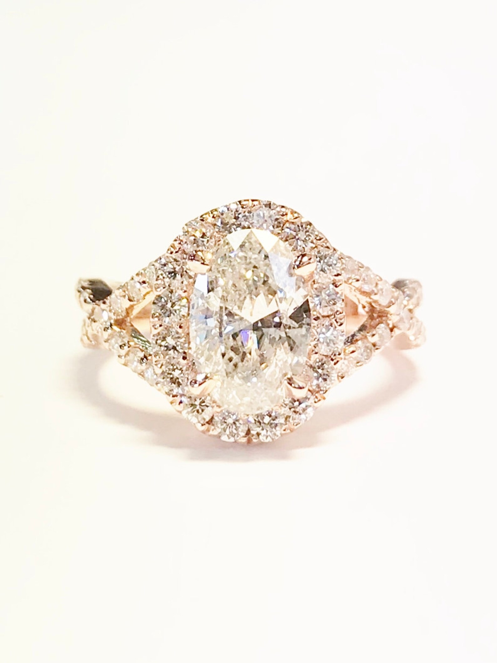 1.00CT Diamond Oval Cut Shape Solitaire Halo Crisscross - Etsy