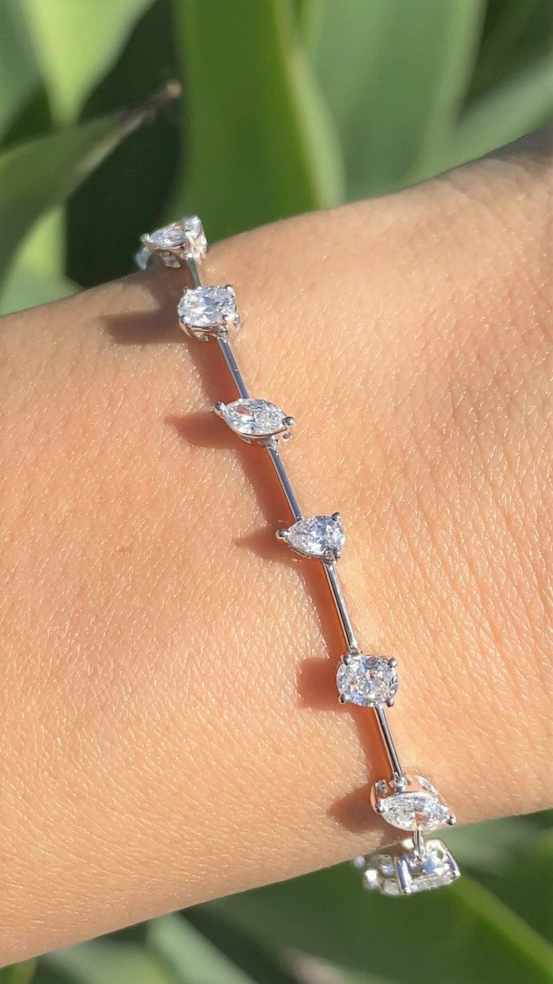 2.75CT Diamond Bracelet Multi Shape Fancy Stones Oval Shape, Pear Shape ...