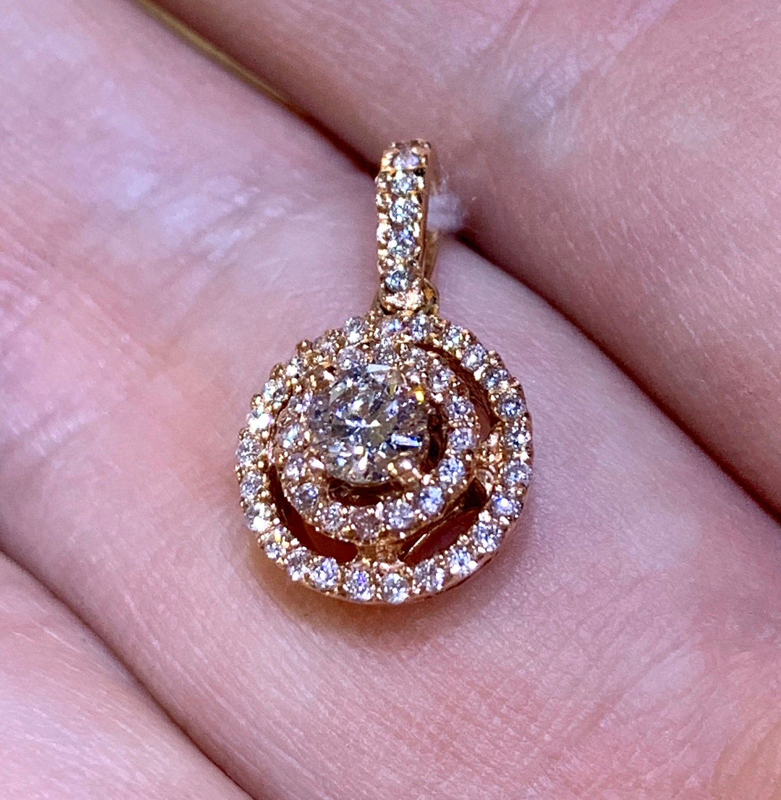 0.50CT Diamond Necklace Pendant Round Brilliant Cut Double - Etsy