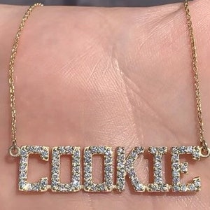 Diamond Block Name Plate Customizable Necklace Initials Pendant ...