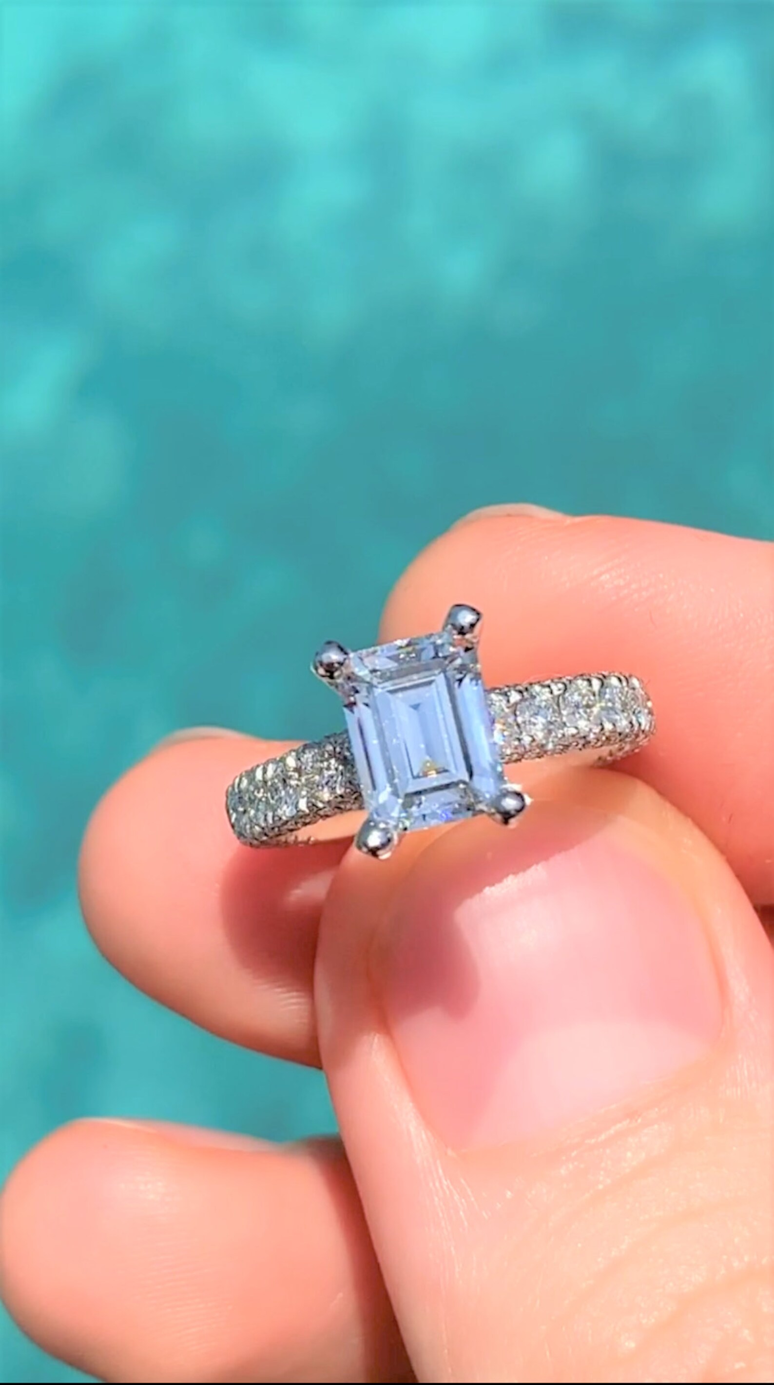 1.50CT Diamond Emerald Cut Shape Under Hidden Halo 3D Diamonds - Etsy