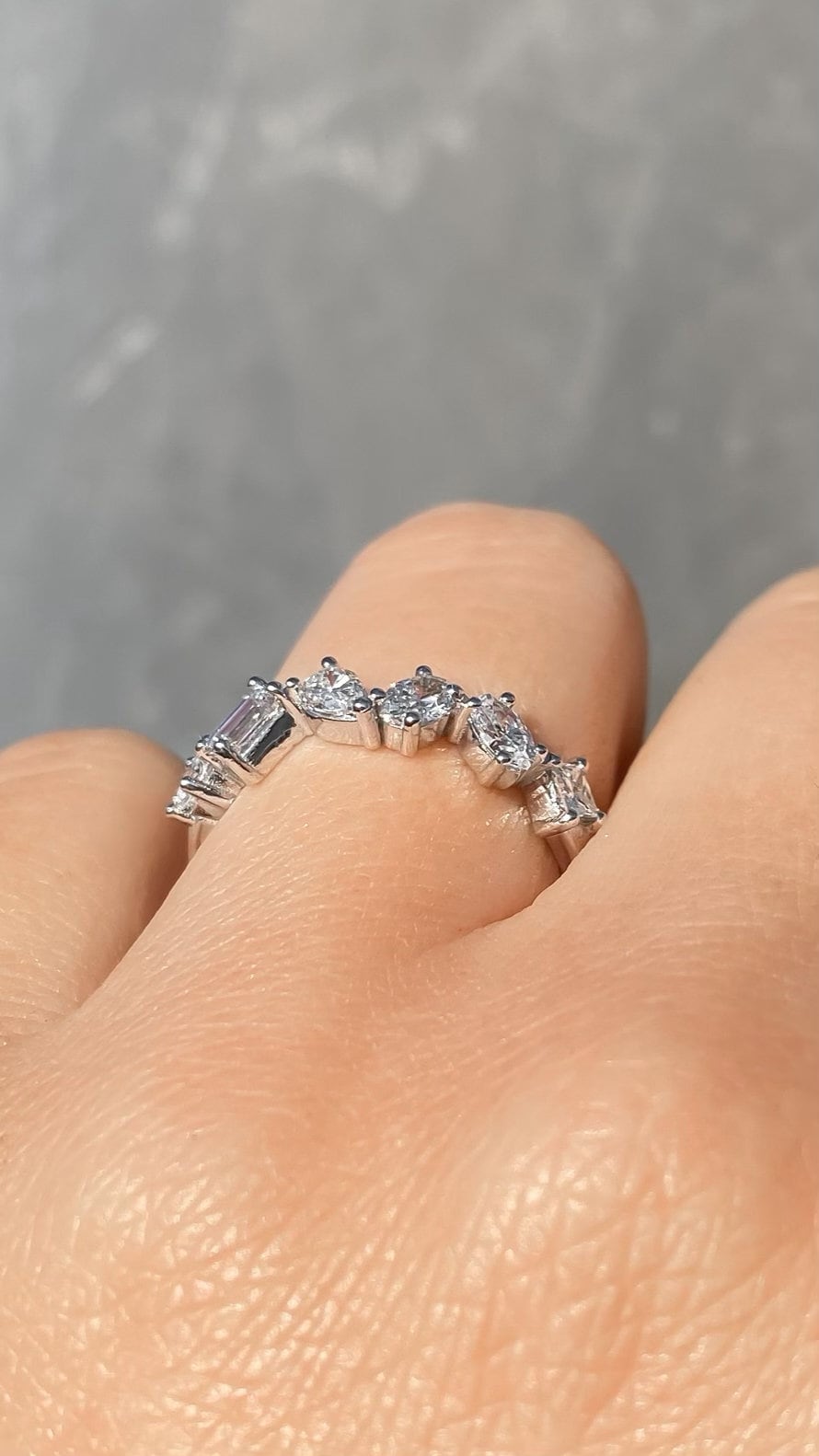 0.75CT Diamond Band 6 Multi Shape Fancy Stones Prong Set Wedding Bands ...
