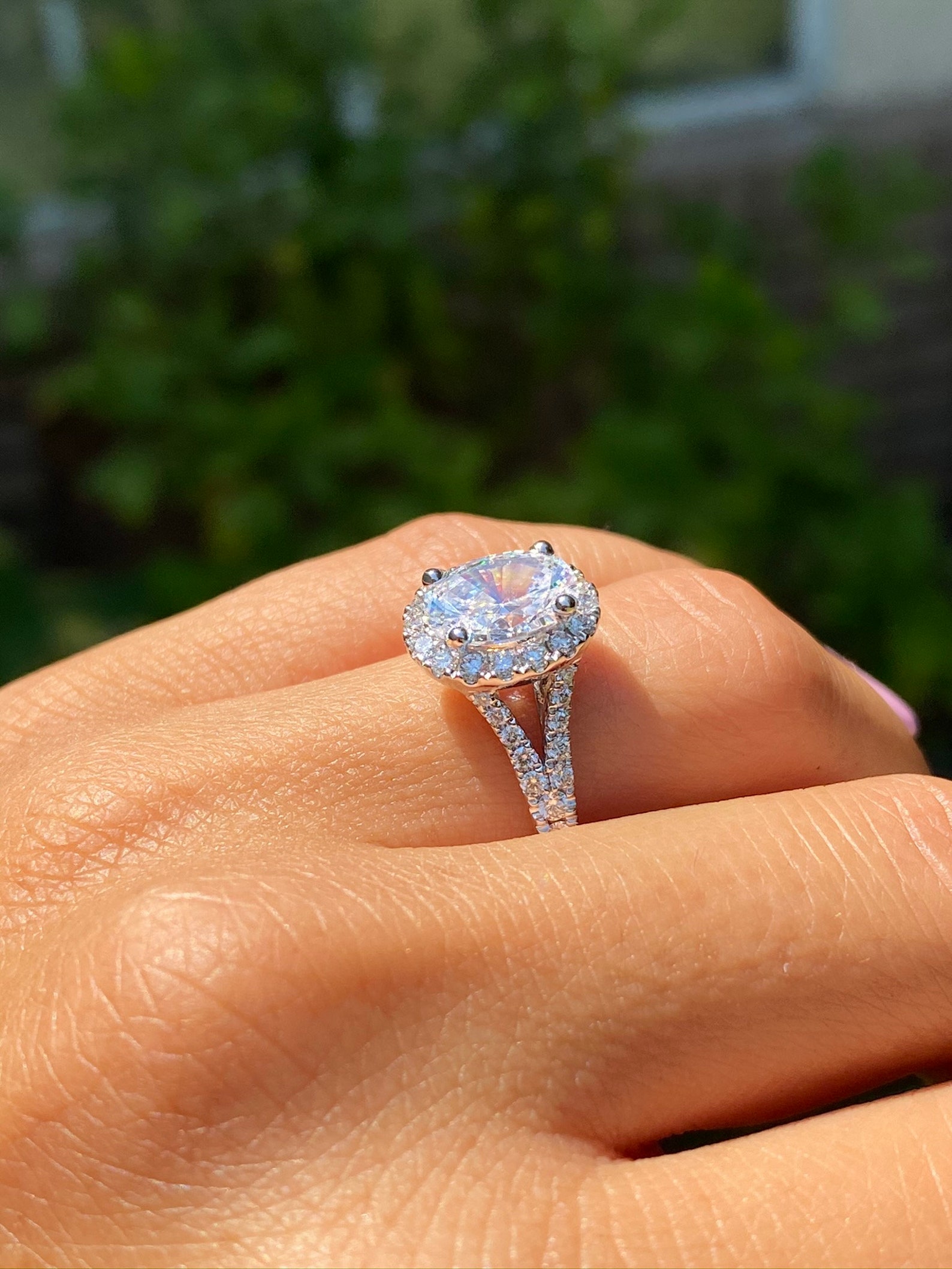 1.50CT Diamond Oval Cut Shape Halo Split Shank Diamonds | Etsy