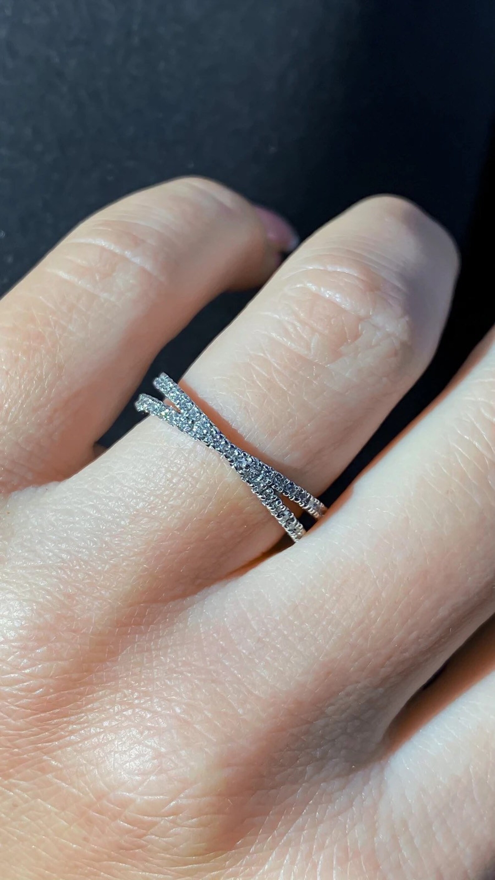 0.50CT Diamond Band Criss Cross X Ring Narrow Thinner Thin | Etsy