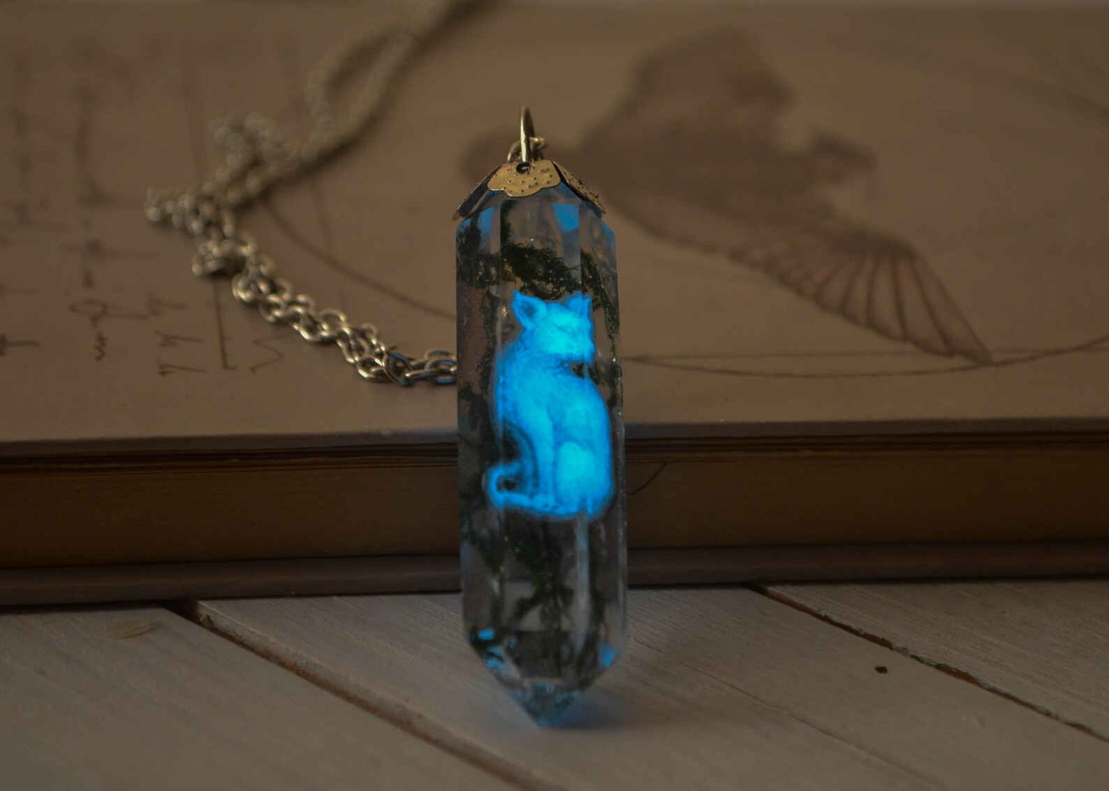 Glowing Cat Crystal Necklace Cat Pendant Cat Necklace Cat - Etsy