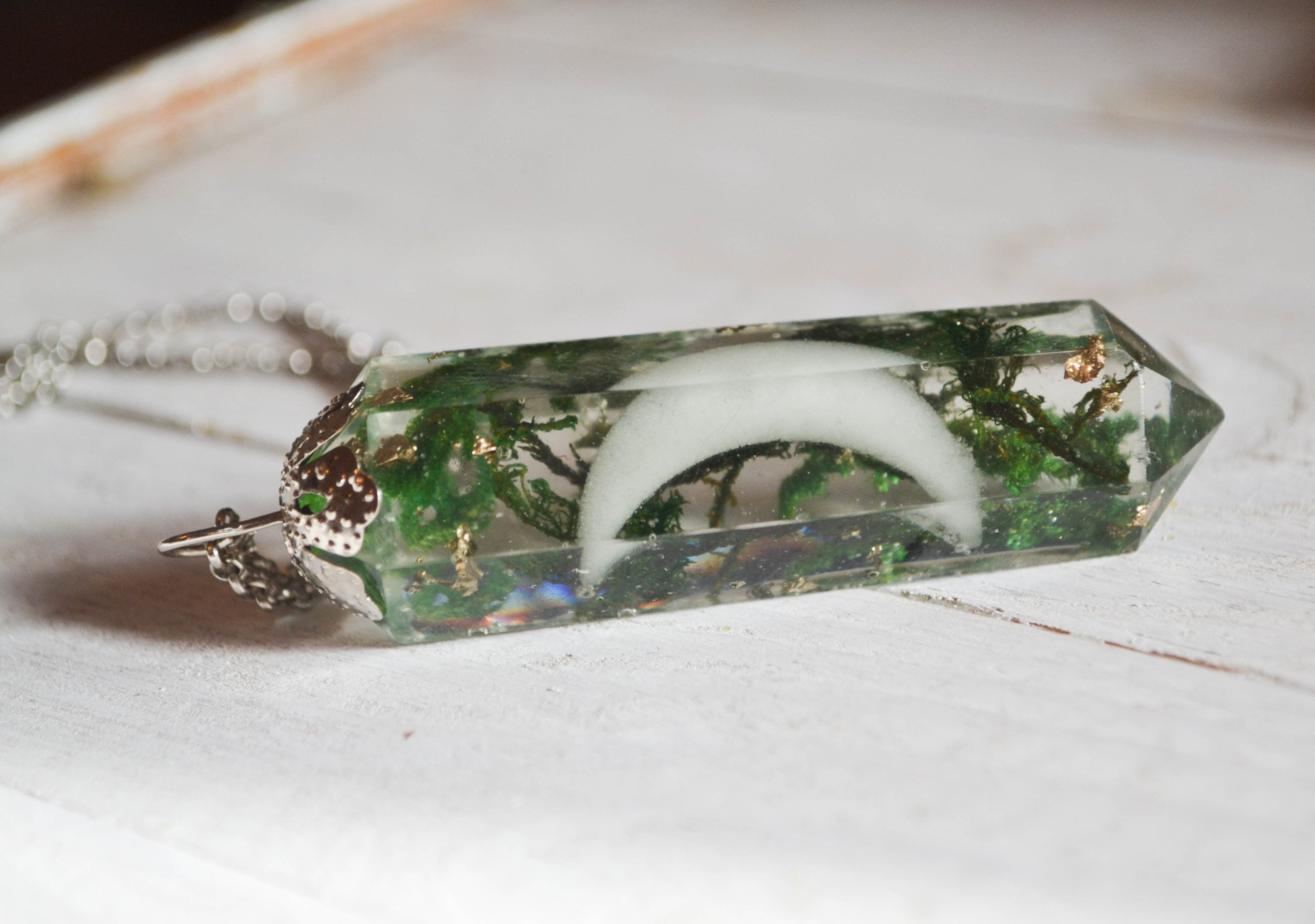 Glowing Moon Necklace Glow in the Dark Necklace Crystal - Etsy UK