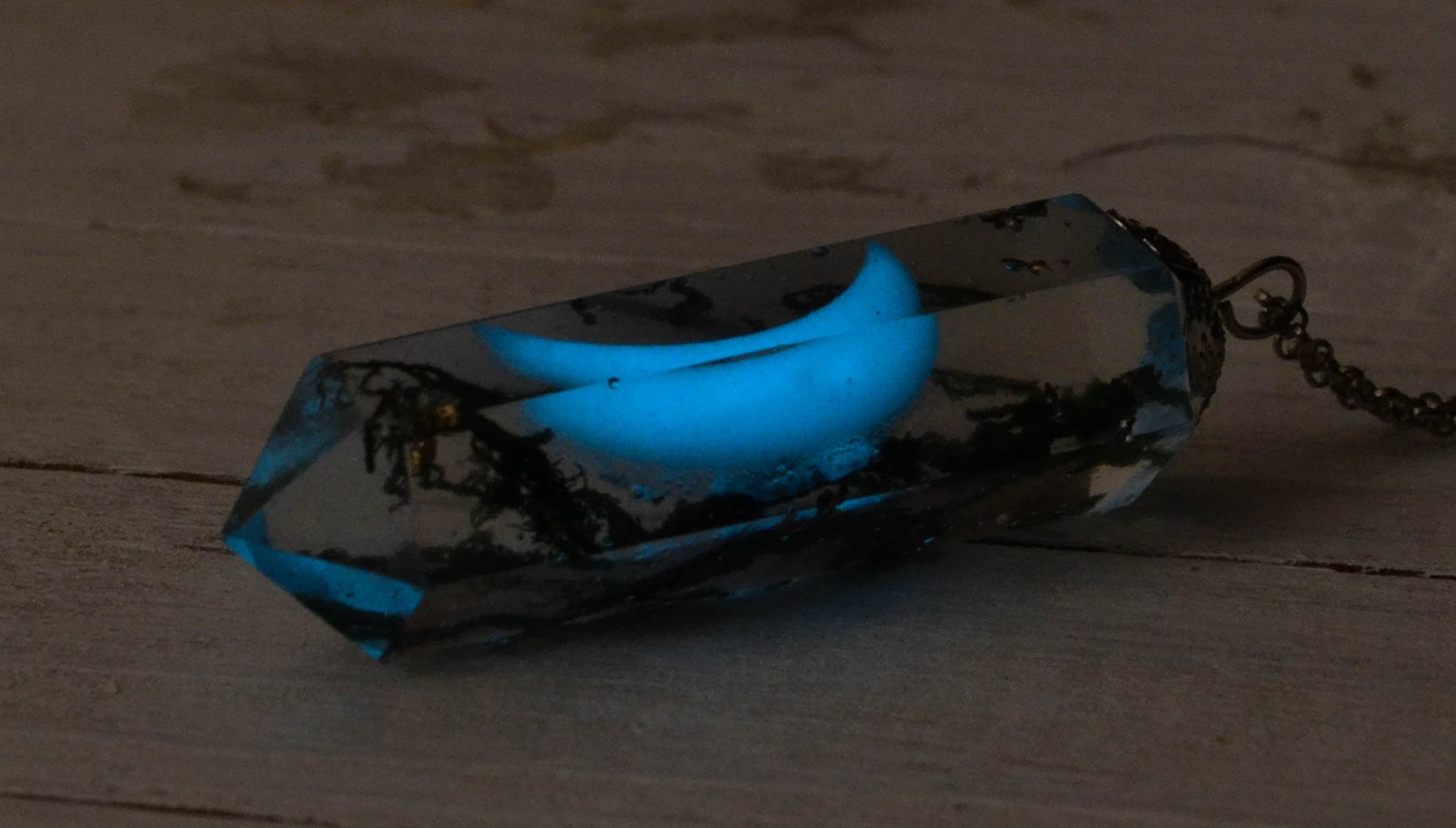 Glowing Moon Necklace, Glow in the Dark Necklace, Crystal Point ...