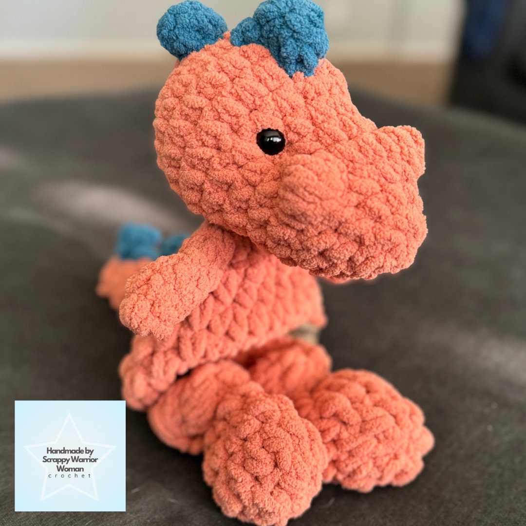 Rust Dinosaur Lovey Handmade Dinosaur Lovey Dinosaur Snuggler, Child's ...