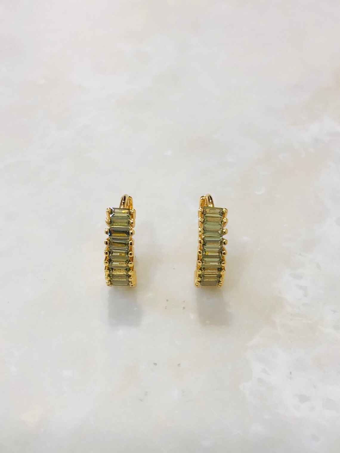 Peridot Earringscz Small Hoopsgemstone Hoops Earringsgold - Etsy