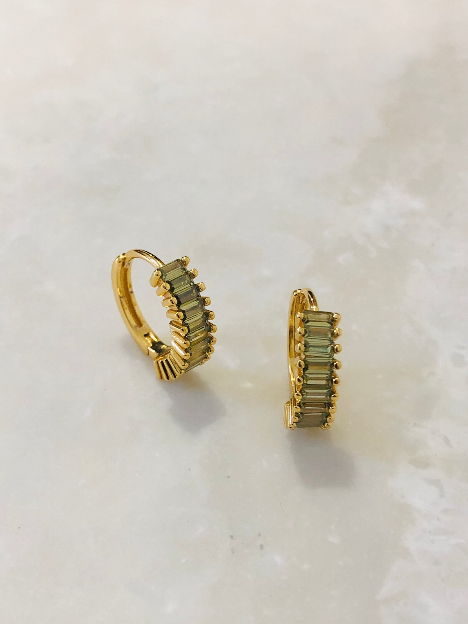 Peridot Earringscz Small Hoopsgemstone Hoops Earringsgold - Etsy