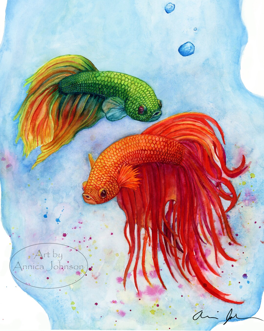 Watercolor Betta Fish Art Print, Betta Fish Art Print, Betta Fish ...