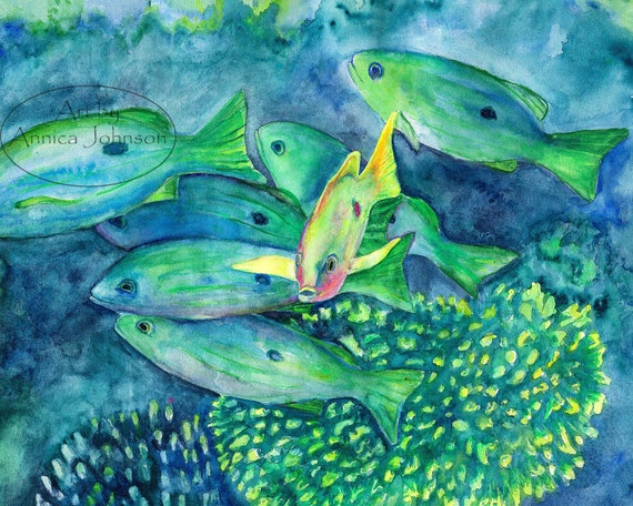 Watercolor Fish Print Watercolor Fish Painting Fish Art - Etsy
