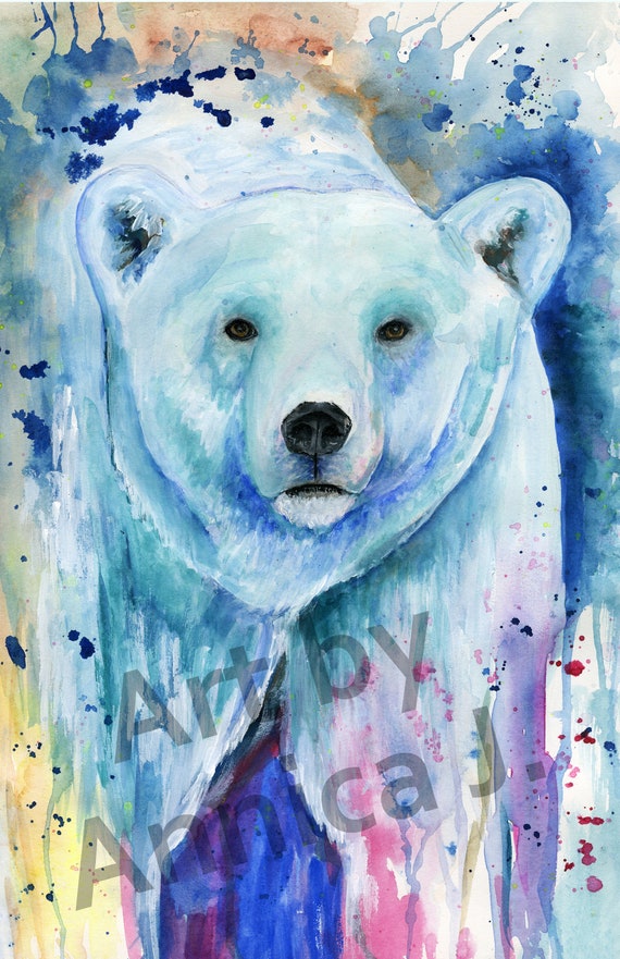 Polar Bear Watercolor Art Print Polar Bear Painting Polar | Etsy