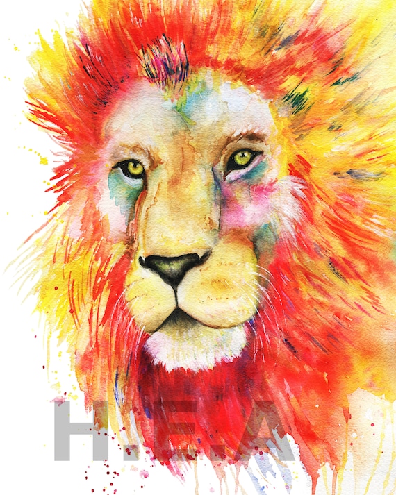 Lion Watercolor Painting