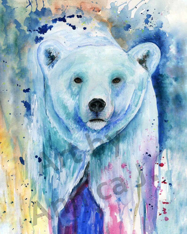 Polar Bear Watercolor Art Print Polar Bear Painting Polar - Etsy