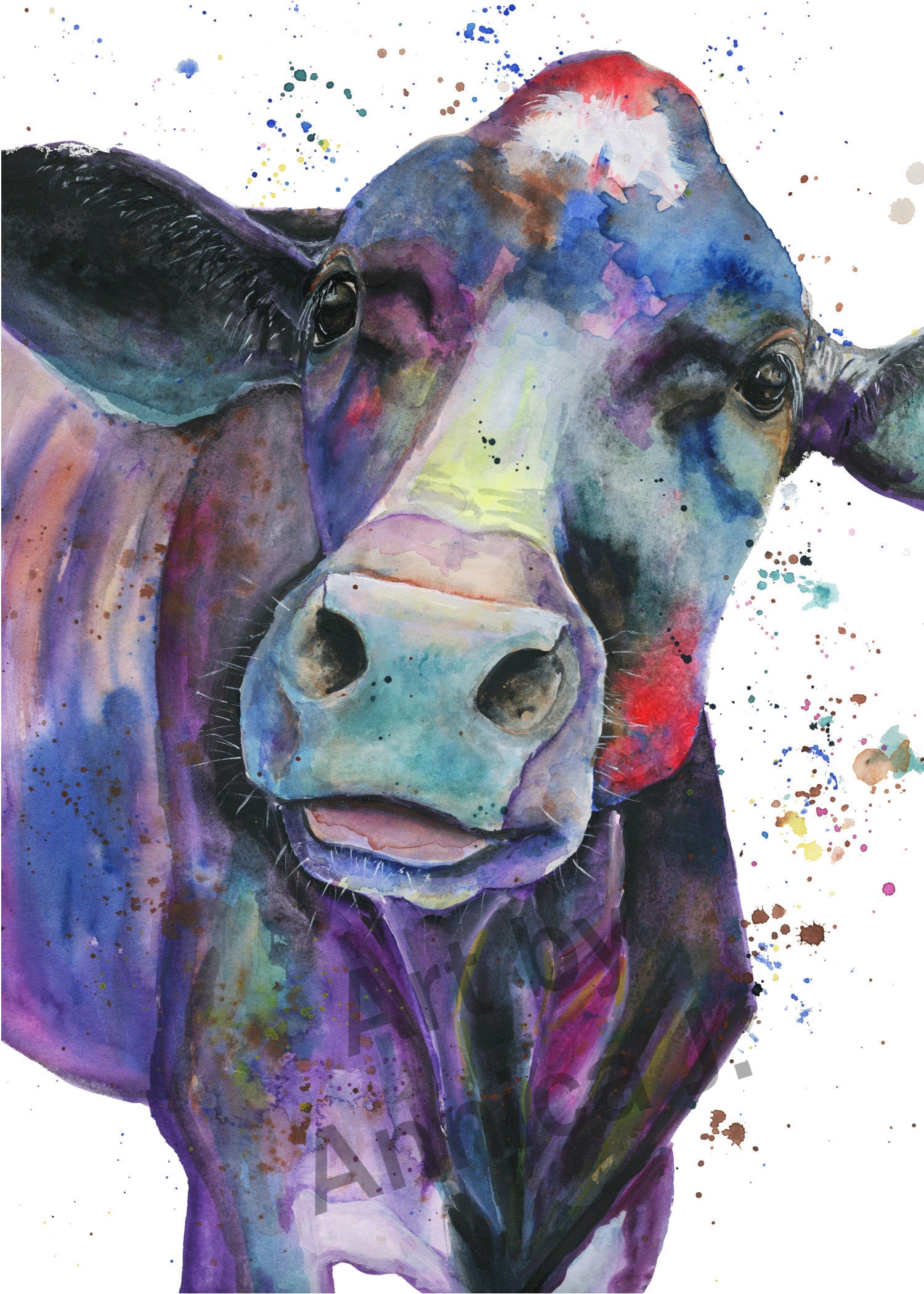 Cow wall art Watercolor cow painting Cow art print | Etsy