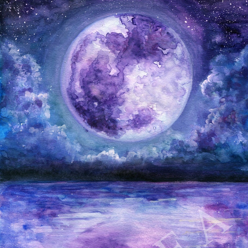 Full Moon Painting - Etsy