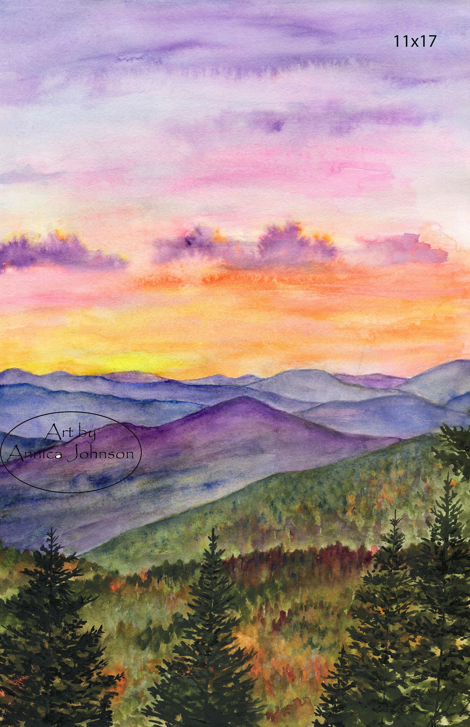 Mountain Sunset Landscape Art Print Mountain Art Print - Etsy