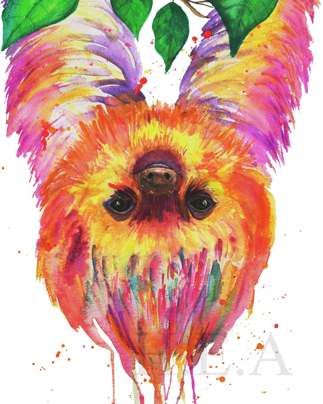 Watercolor Sloth Art Print, Cute Sloth Watercolor Painting, Sloth Lover ...