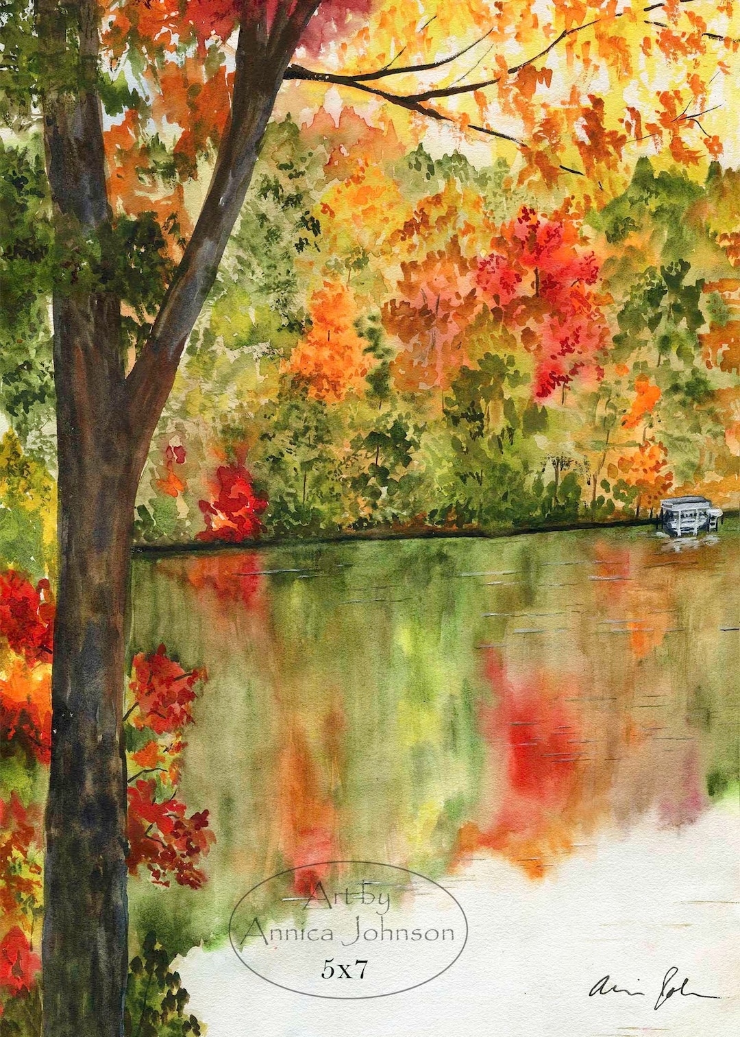 Watercolor Autumn Leaves, Fall Tree Landscape, Watercolor Fall ...
