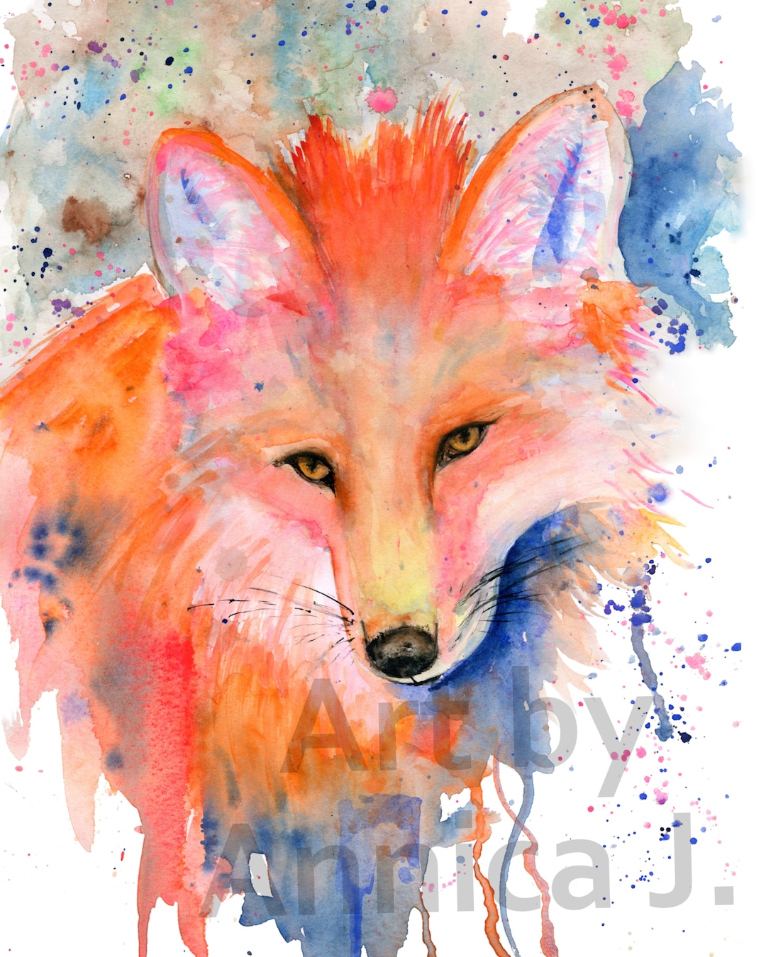 Watercolor Fox Painting, Fox Watercolor Painting, Fox Art Print, Fox ...