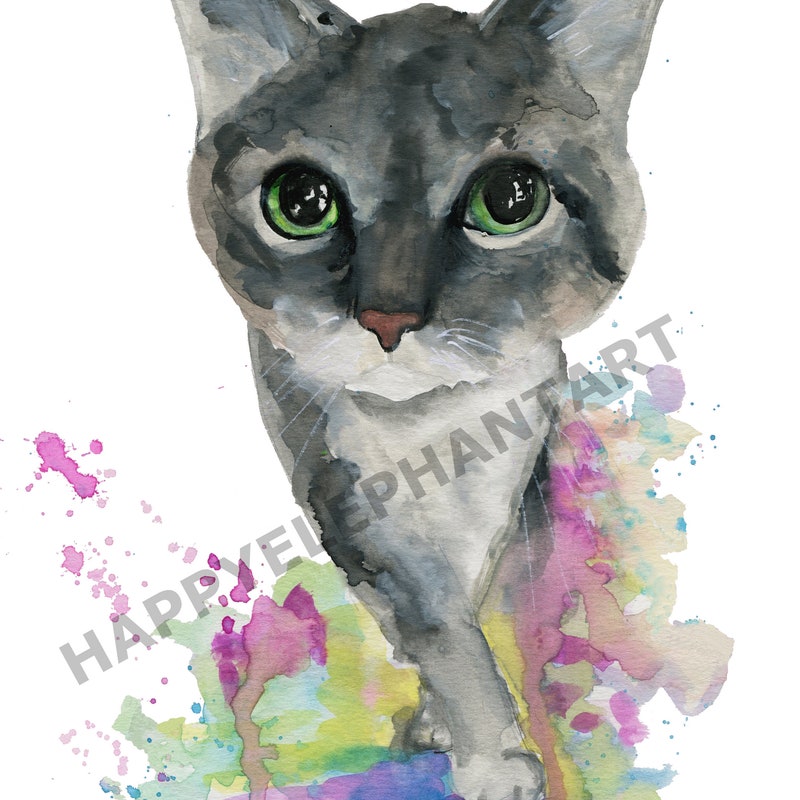 Cat Watercolor Art - Etsy