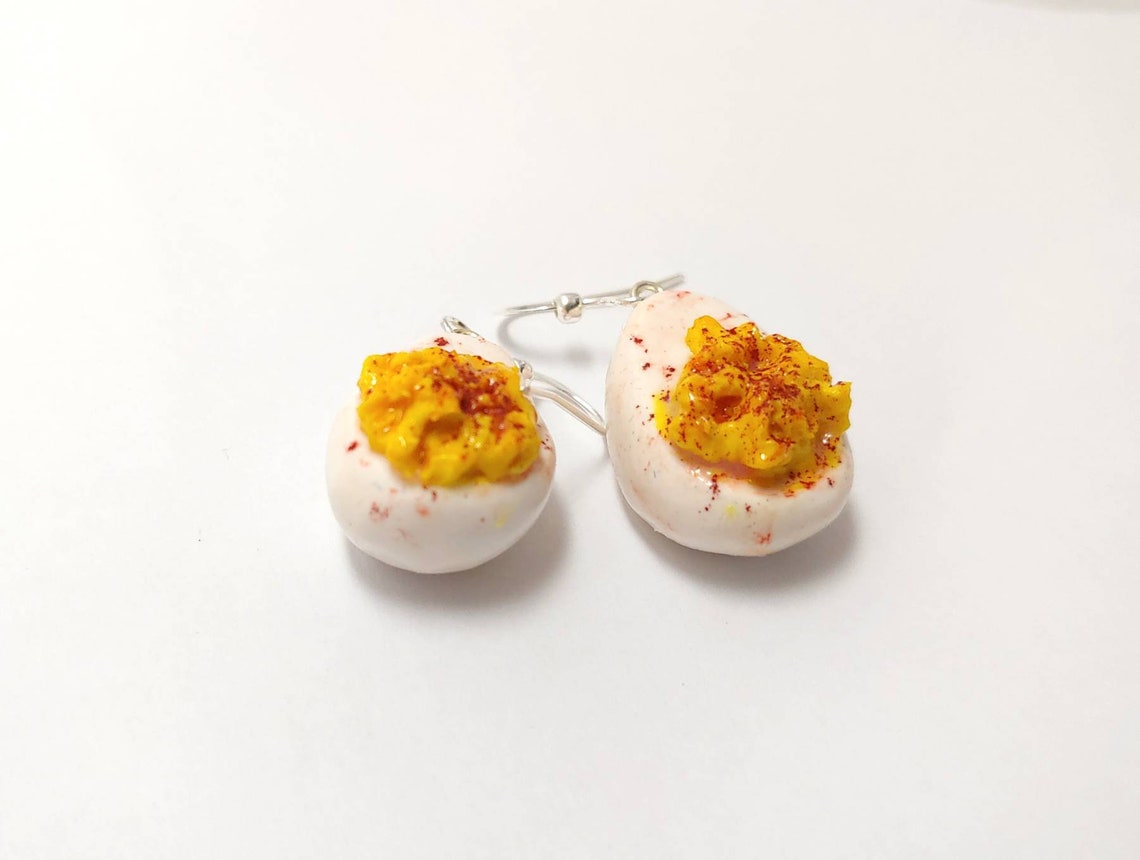 Polymer Clay Food Earrings Deviled Egg Earrings Funny | Etsy