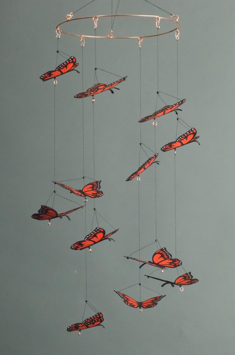 Handmade Monarch Butterfly Spiral Mobile on Copper Wire. - Etsy