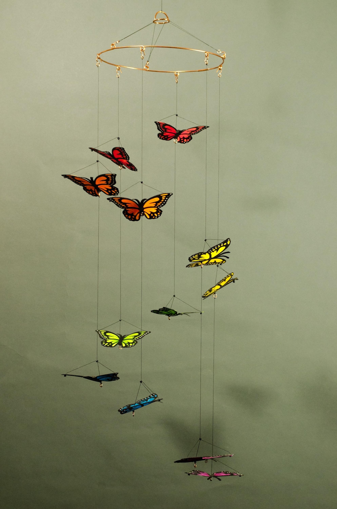 Rainbow Monarch Butterfly Spiral Mobile on Copper Wire. - Etsy