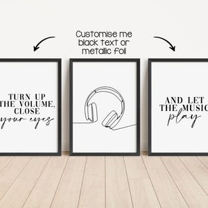 Set of 3 Music Lover Prints, Music Quote Wall Art Prints, Unframed ...