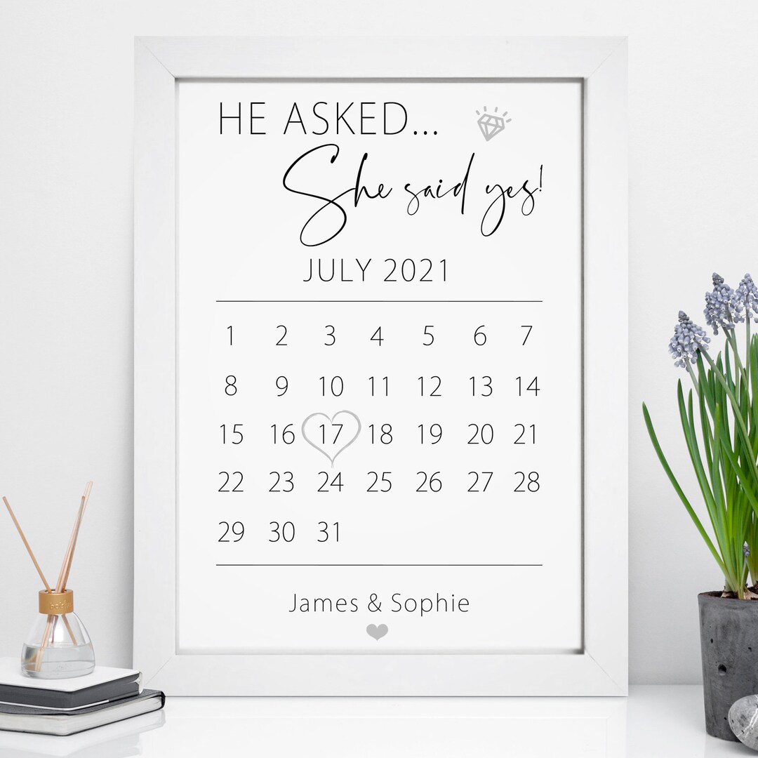 Personalised Engagement Print Custom Wall Art Calendar - Etsy UK