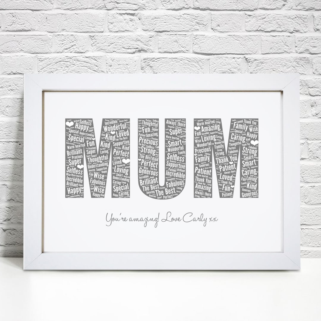 Personalised Mum Print - Word Wall Art Picture - Special Birthday Gifts ...
