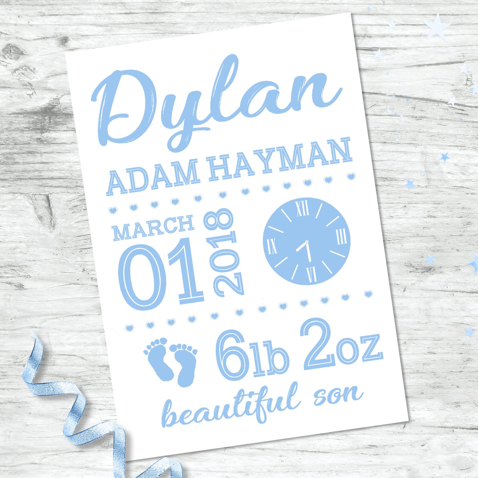 Personalised New Baby Print Baby Name Birth Details - Etsy
