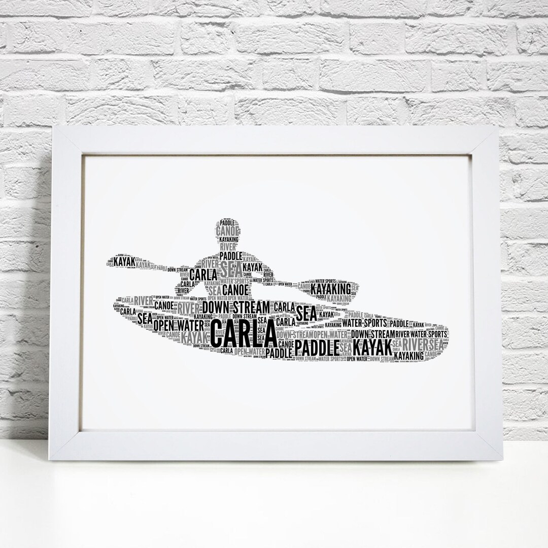 Personalised Kayak Word Art Print Water Sports Canoeing - Etsy