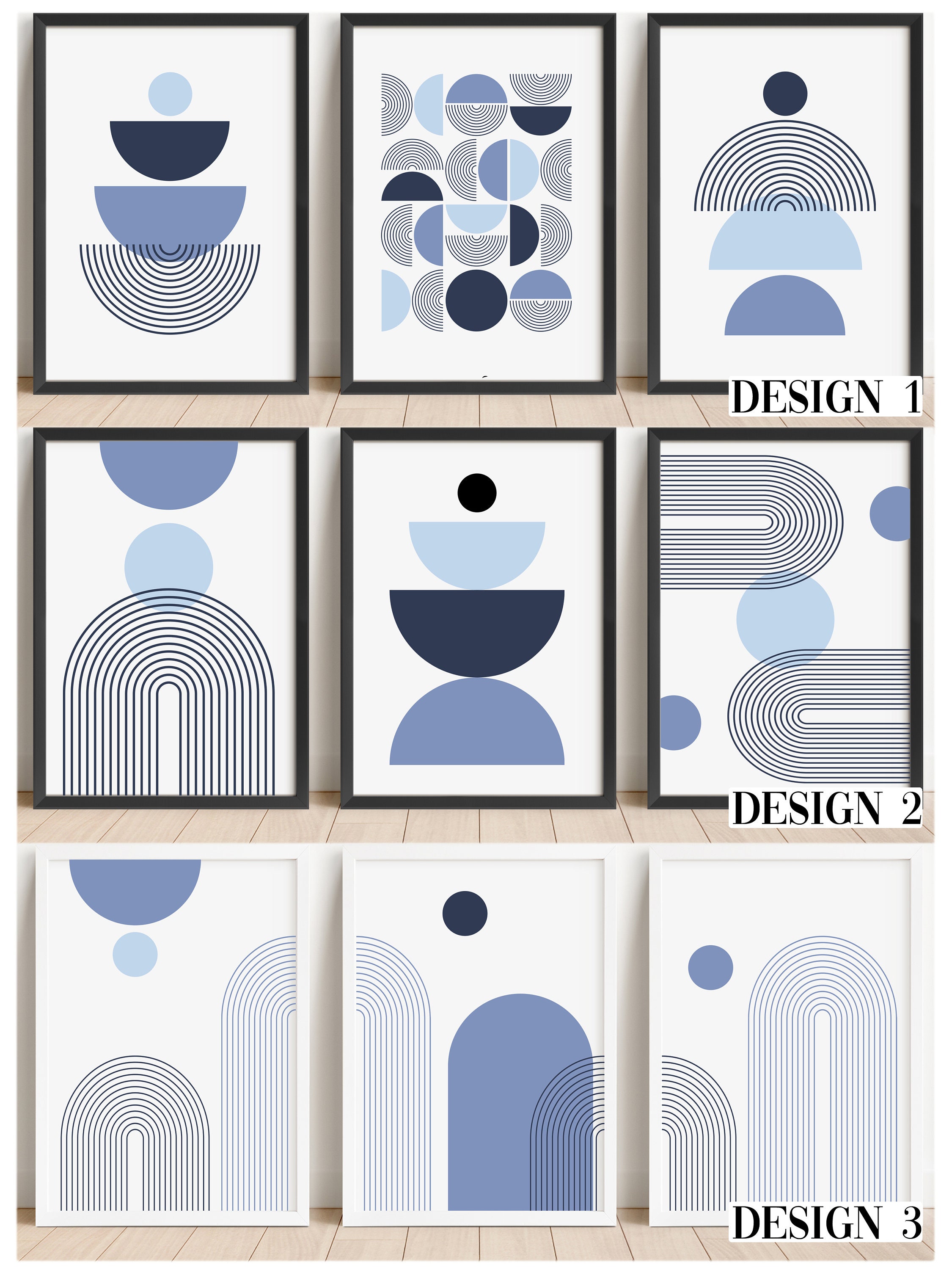 Printable Set of 3 Geometric Shapes Wall Art Prints Modern - Etsy UK