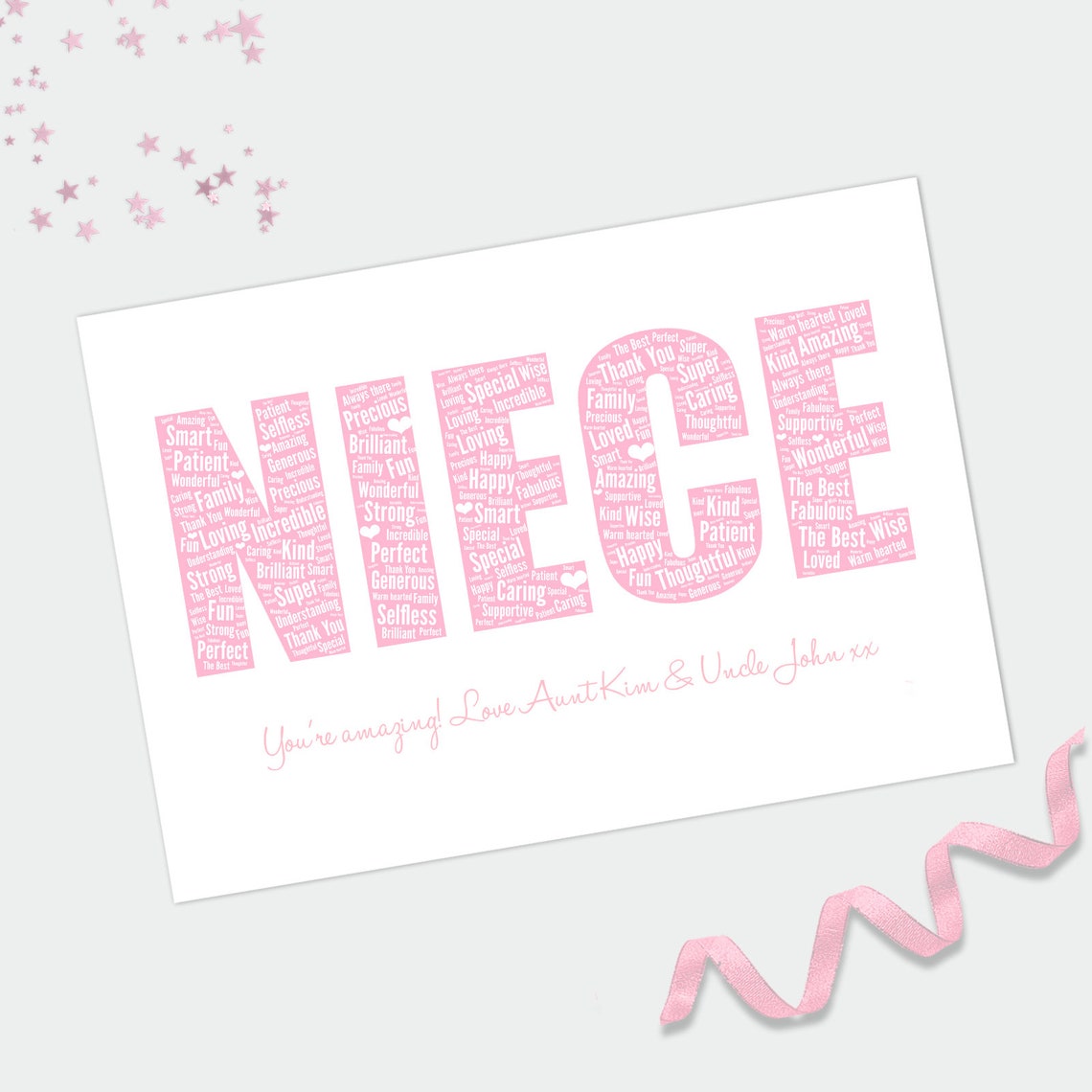 Personalised Niece Print Word Wall Art Picture Special - Etsy