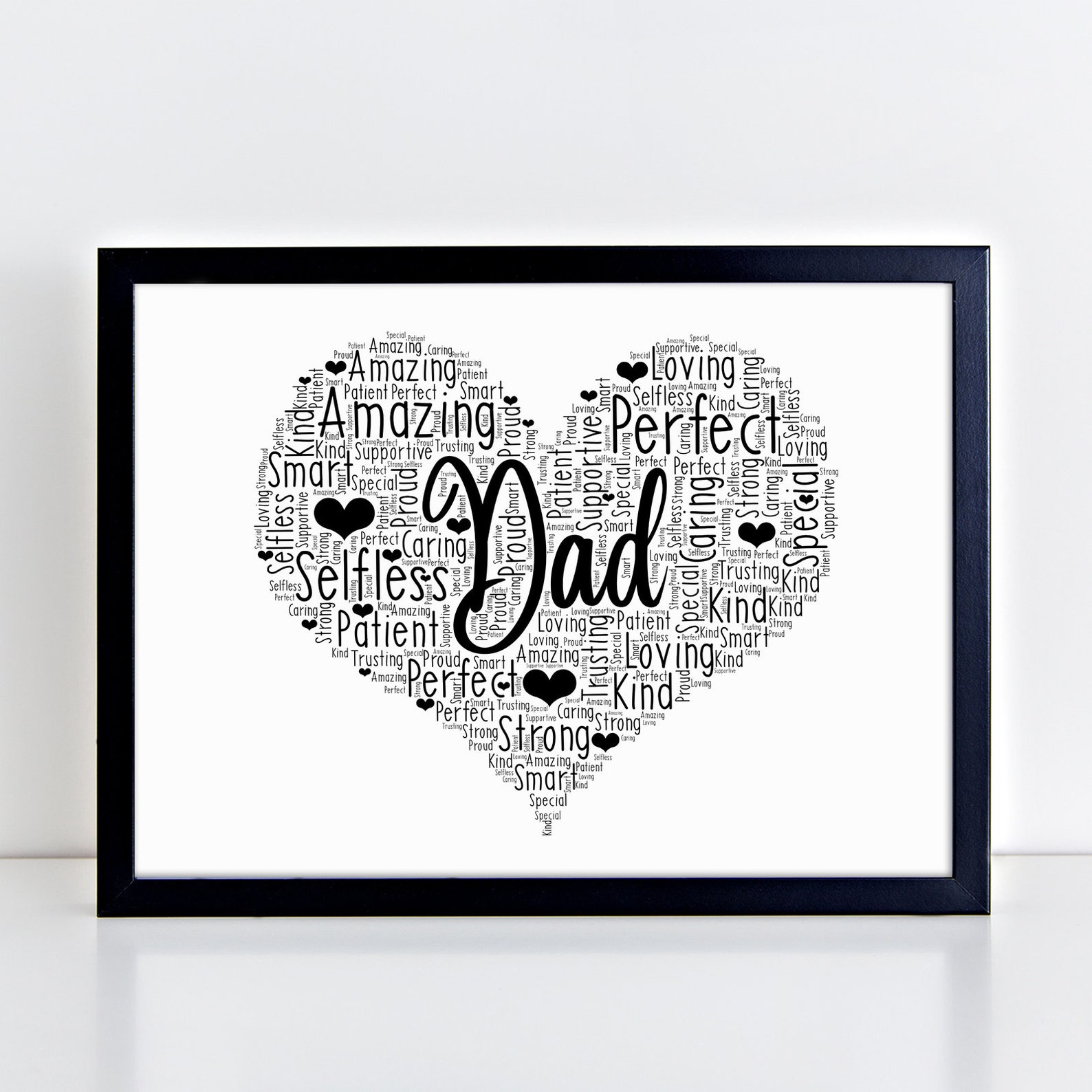 Personalised Dad Heart Word Art Print Custom Wall Art Frame - Etsy