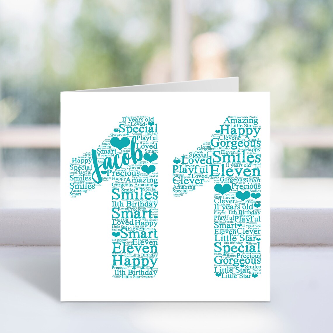 Personalised 11th Birthday Word Art Card Age 11 Year Old - Etsy