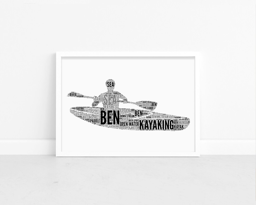 Personalised Kayak Word Art Print - Water Sports, Canoeing, Kayaking ...