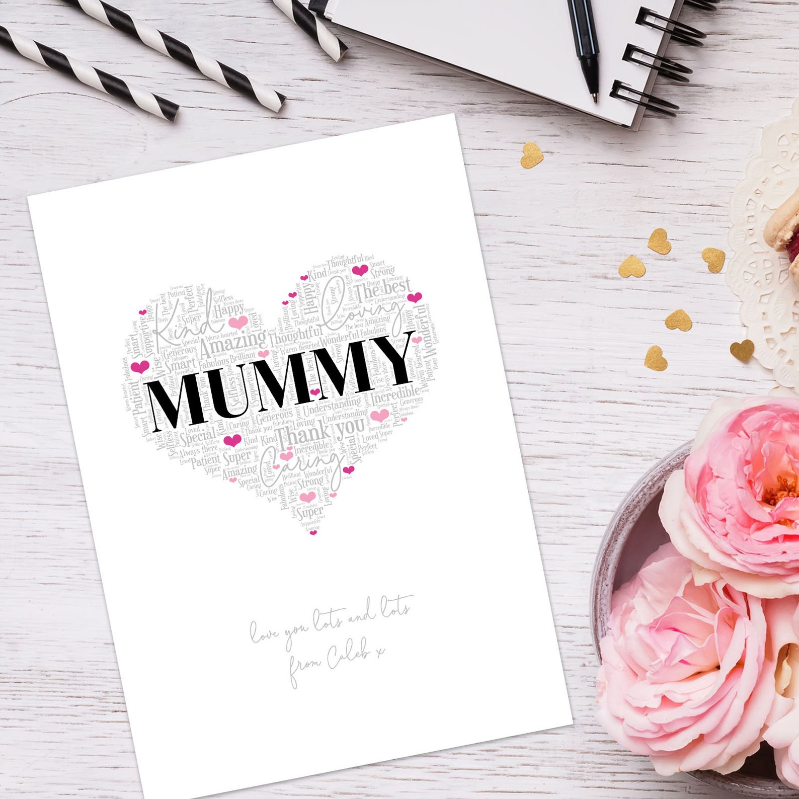 Personalised Mummy Heart Print Custom Wall Word Art Frame - Etsy