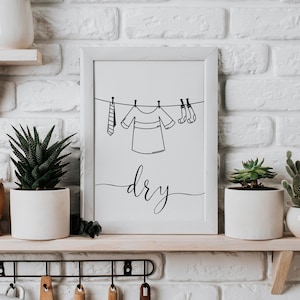 Set of 3 Laundry Room Prints, Wash Dry Fold Wall Art Print, Unframed ...