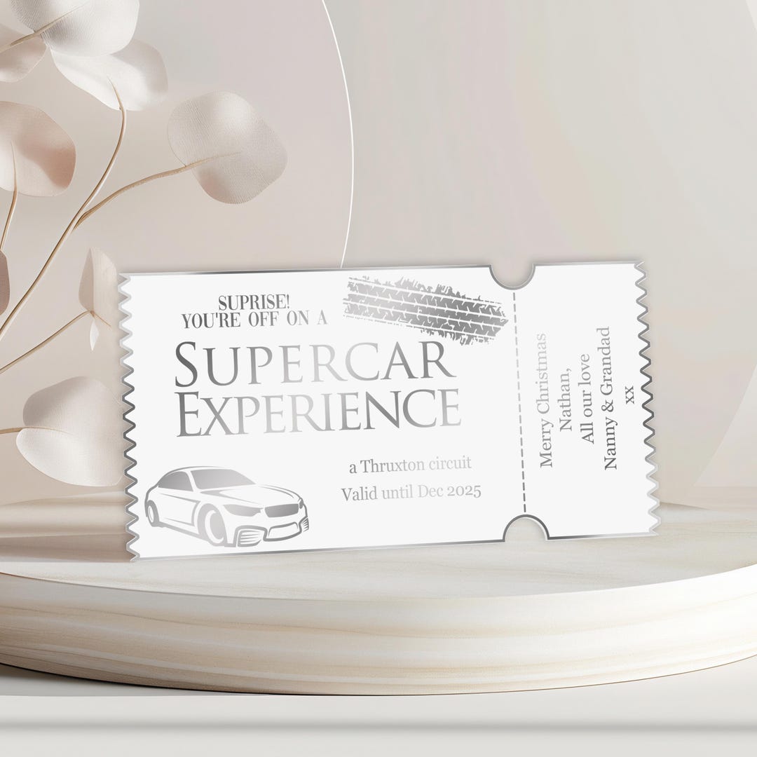 Personalised Foiled Gift Voucher Ticket for A Supercar Experience ...