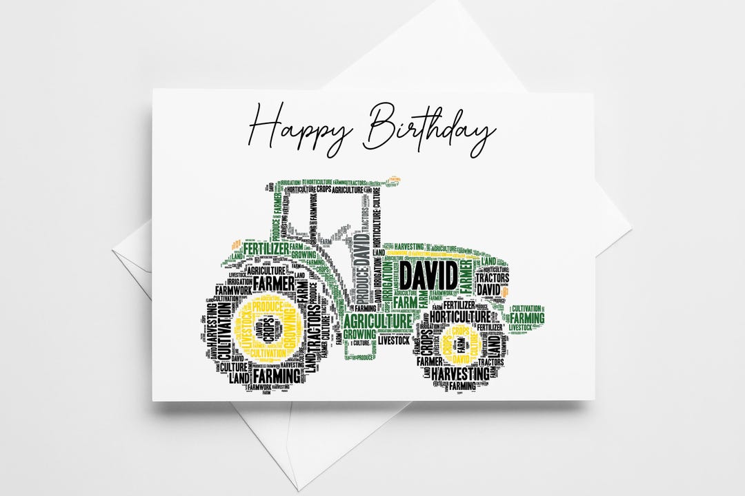 Personalised Tractor Card - Farmer, Farming Custom Keepsake, for Him ...